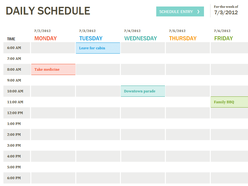 Daily Schedule Template Excel Task List Templates